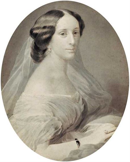 Hermann Winterhalter | A lot of three female portraits: 1 A woman with ...