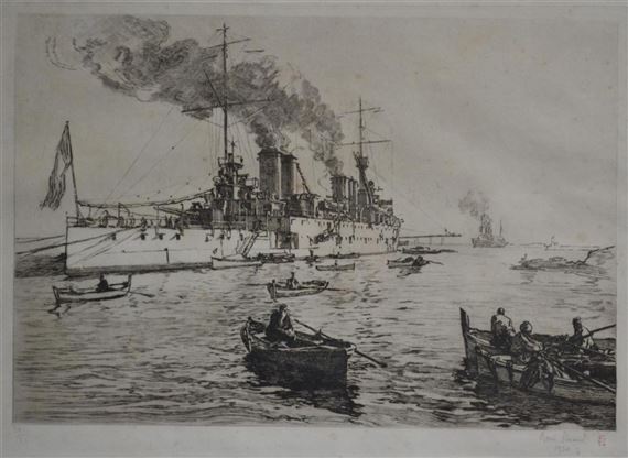 René Pinard | LE CROISEUR EDGAR QUINET À ALGER (1930) | MutualArt