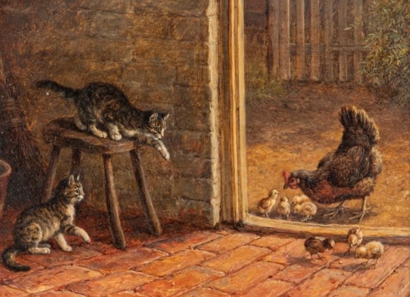 Frank Paton | Interior with Cats and Chicks | MutualArt