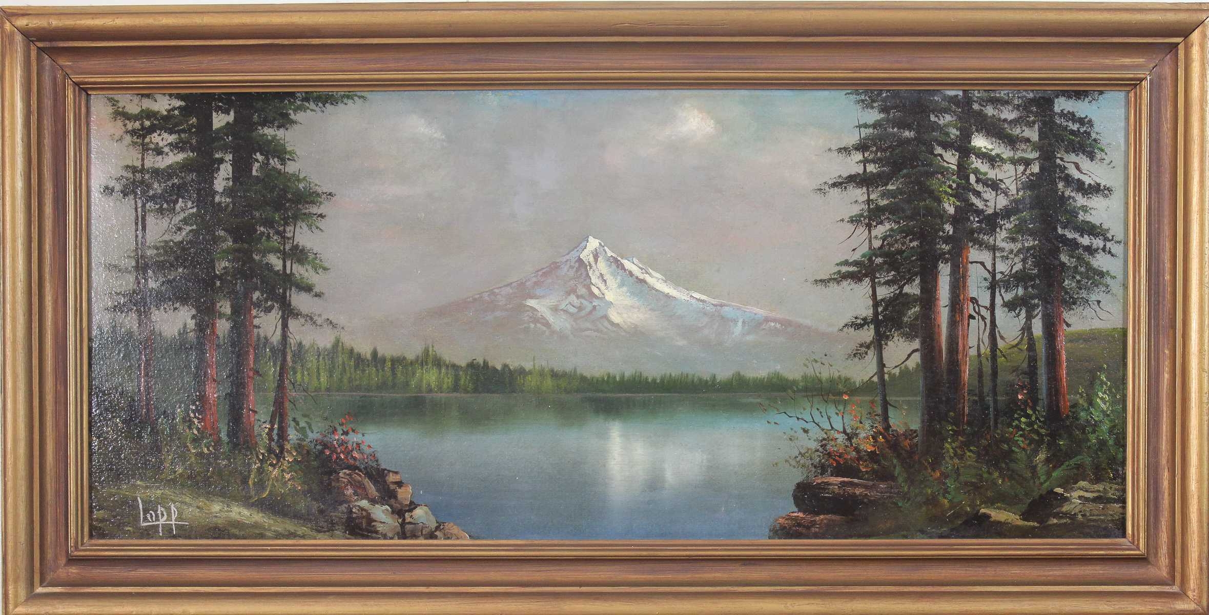 Harry Leonard Lopp | Painting of snow covered mountains and trees and ...