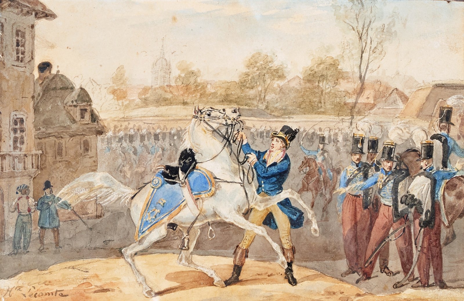 Hippolyte Lecomte | Cheval rétif, parade militaire | MutualArt