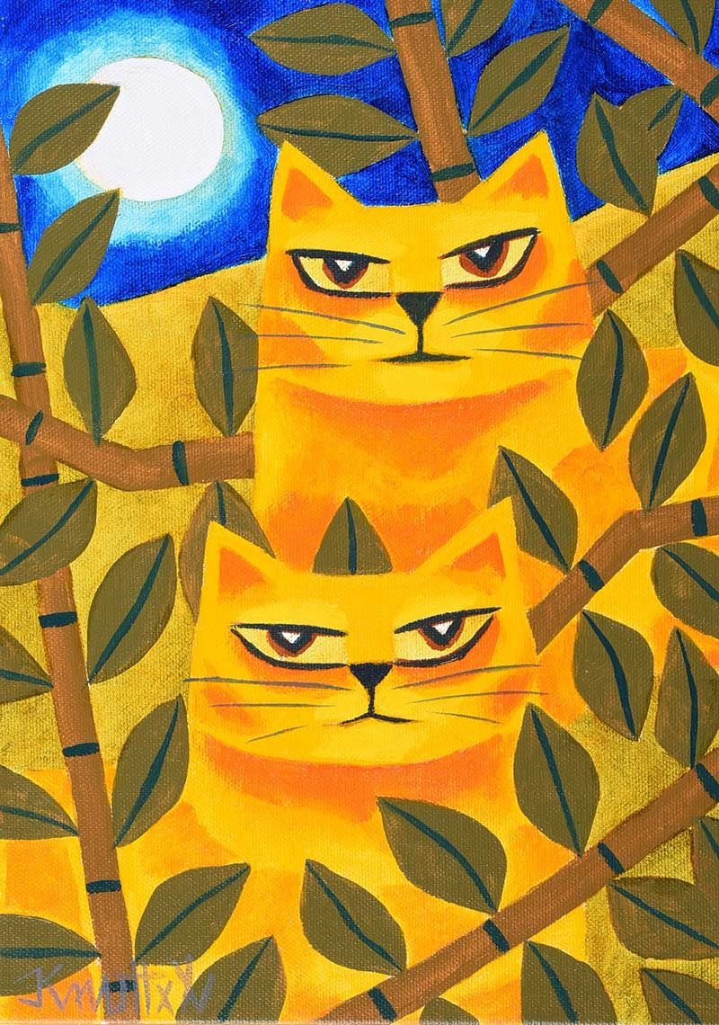 Graham Knuttel | Moonlight Cats | MutualArt