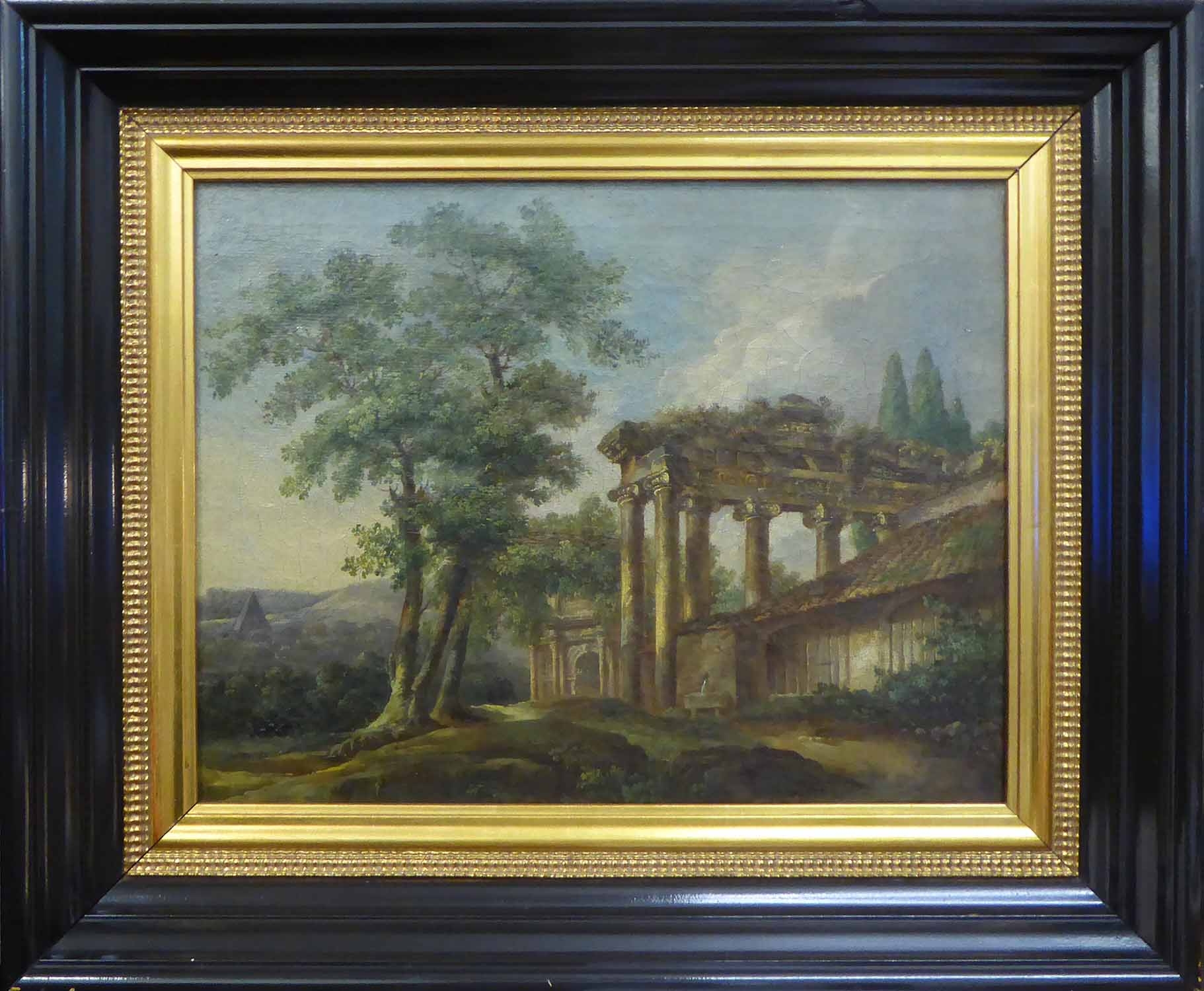 Hubert Robert | Capriccio with Ruins and Pyramid in the Background ...