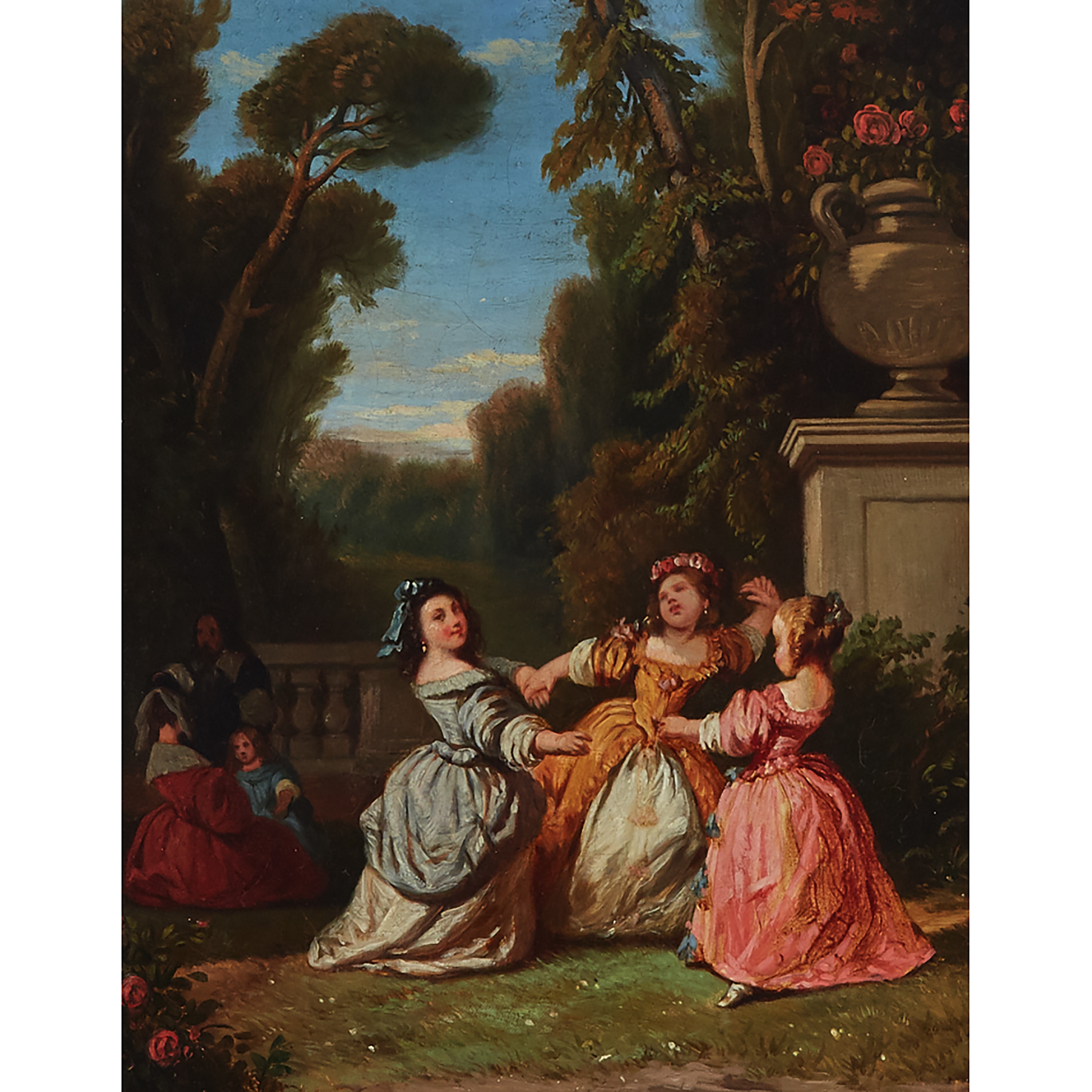 François Boucher | YOUNG GIRLS DANCING IN A COURTYARD | MutualArt