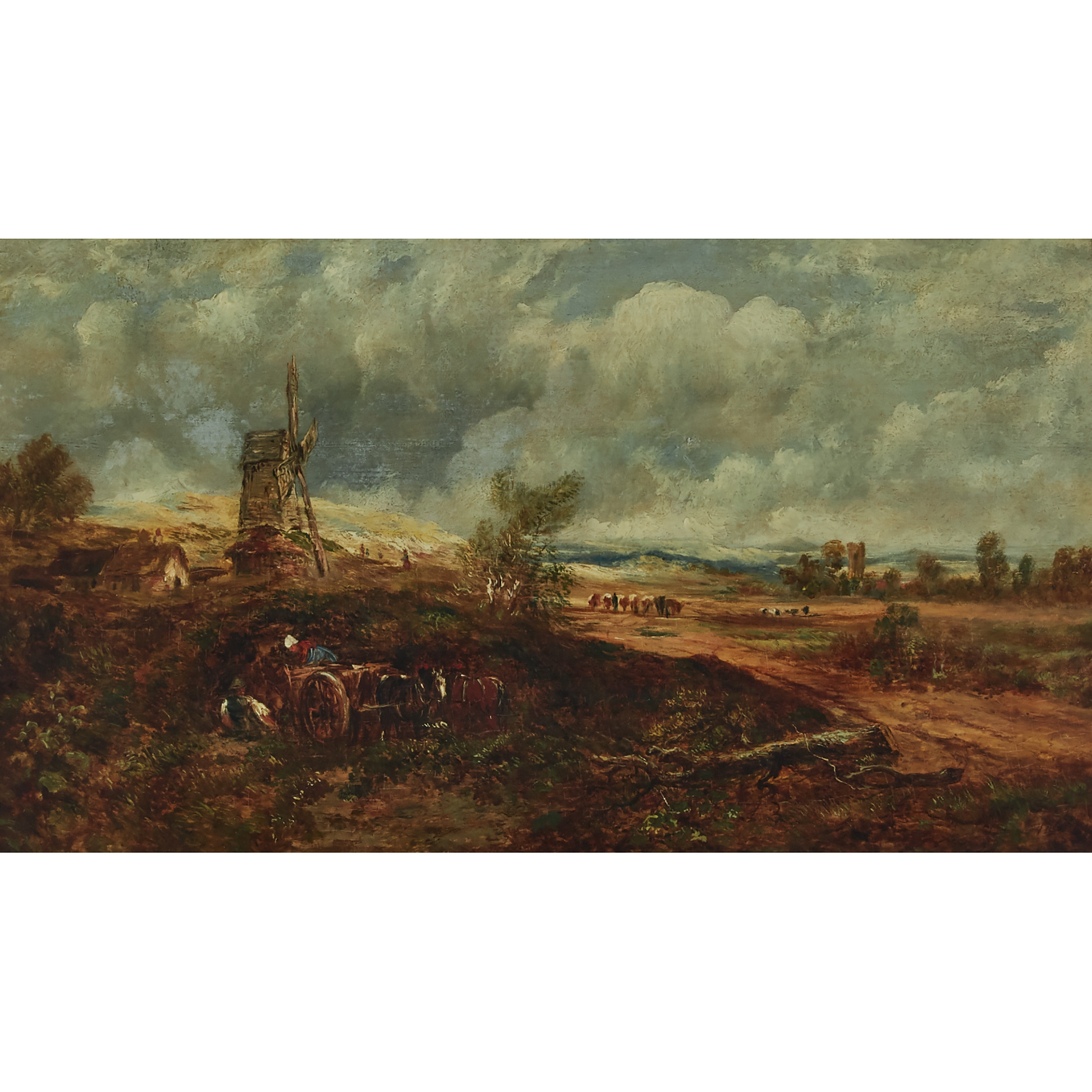 John Constable | SUFFOLK LANDSCAPE WITH WINDMILL, CATTLE AND FIGURES ...