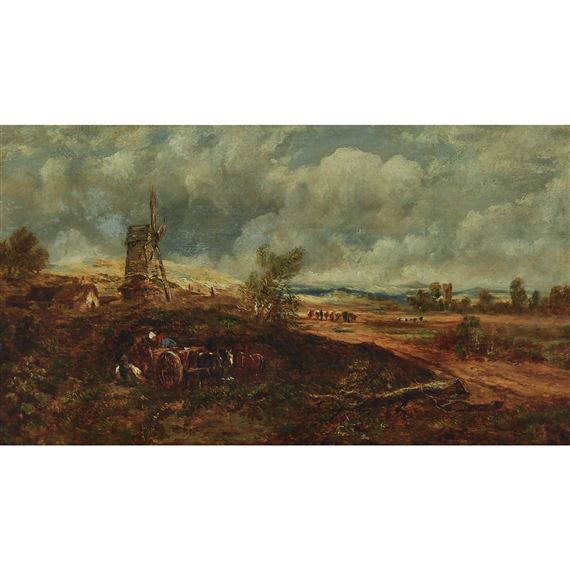 John Constable | SUFFOLK LANDSCAPE WITH WINDMILL, CATTLE AND FIGURES ...
