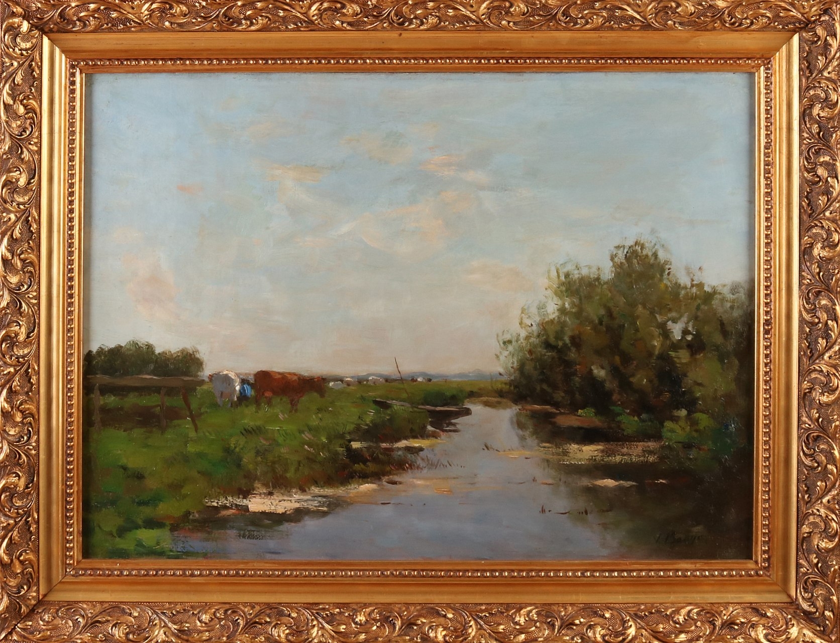 Victor Bauffe | Hollands Haagse schoollandschap met koeien langs de ...