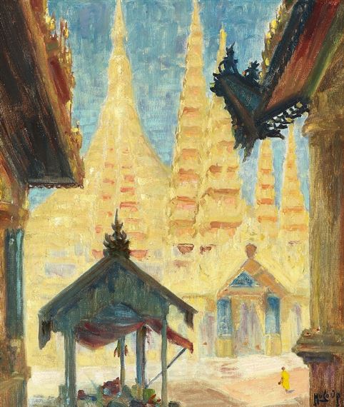 Hugo Vilfred Pedersen | View with Indian temples | Artwork performance ...