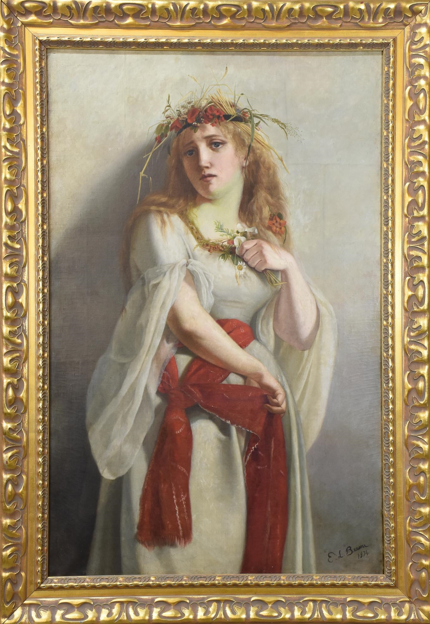 Ella L. Beeson | Portrait of a Lady with Flowers (1874) | MutualArt