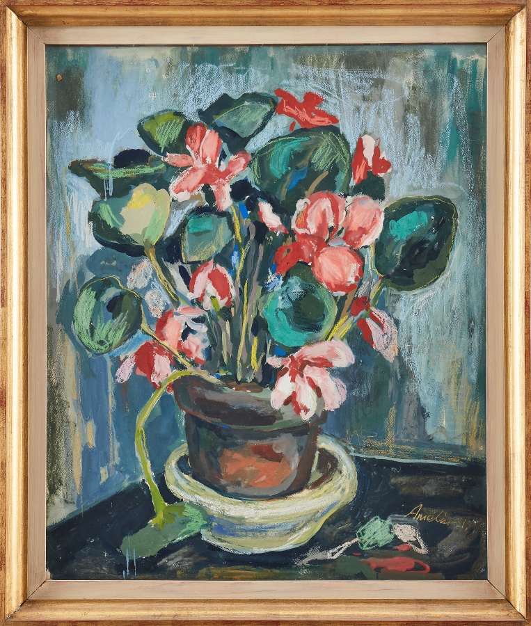 Albin Amelin | Blomsterstilleben med cyklamen i kruka (1931) | MutualArt