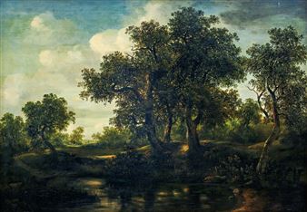 Hobbema Meindert | Village Street under Trees (1665) | MutualArt