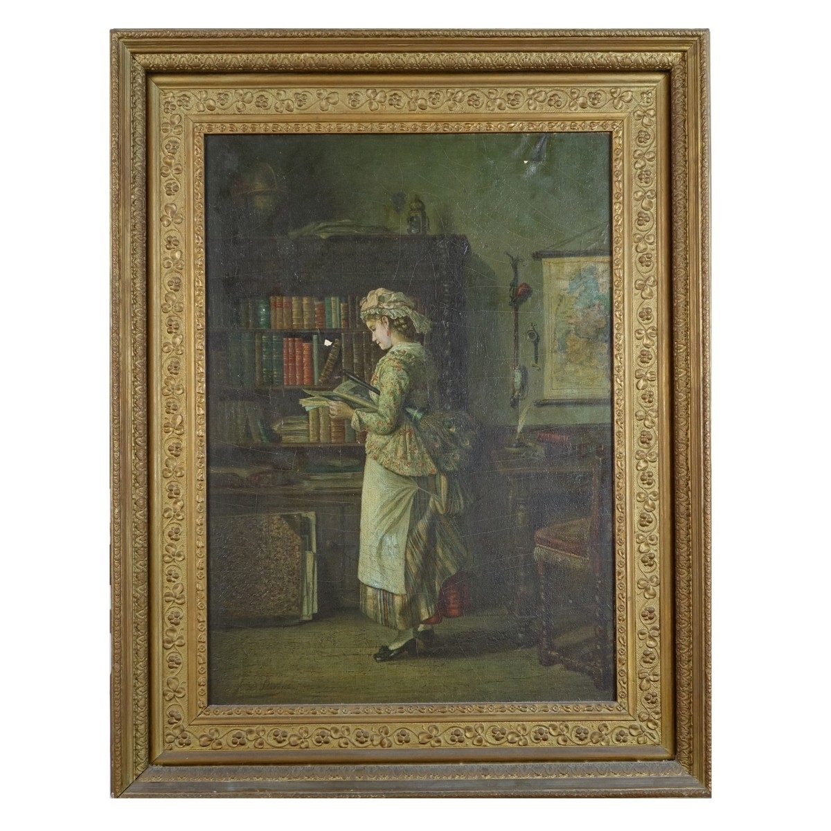 John D. Stevens | Young Girl Reading in library | MutualArt