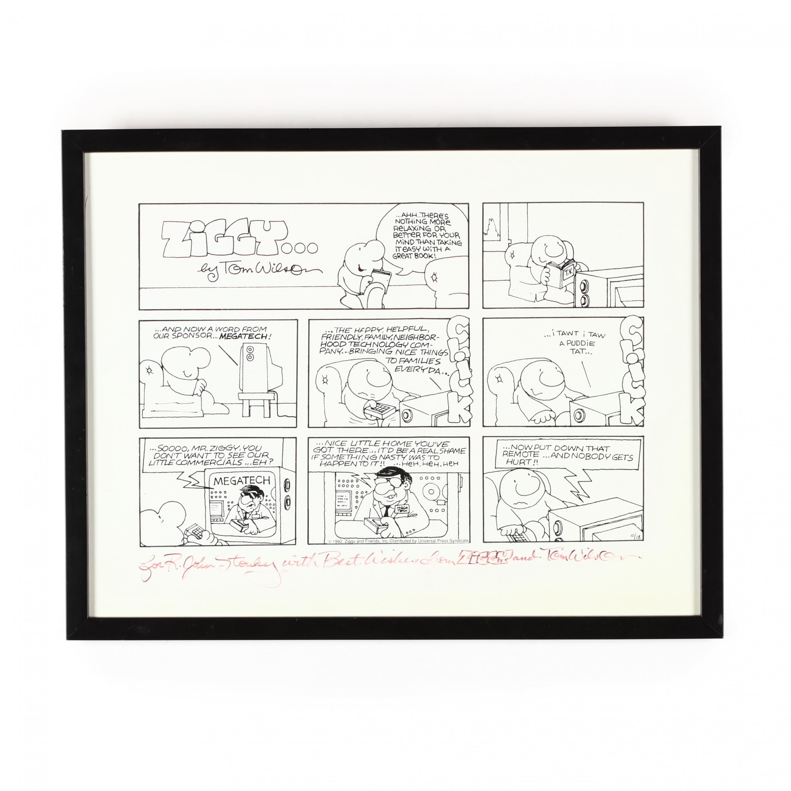 Tom Wilson | Hand-Signed Ziggy Cartoon (1992) | MutualArt