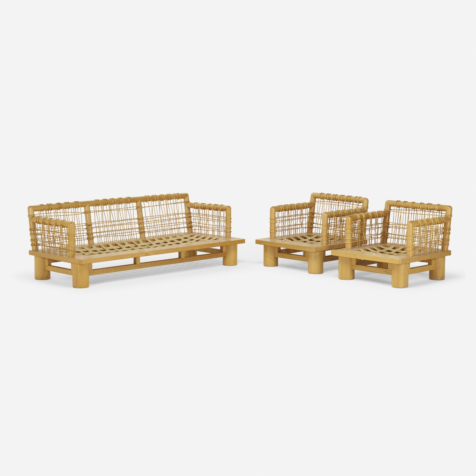 Karl Springer | Dowelwood sofa and pair of lounge chairs | MutualArt