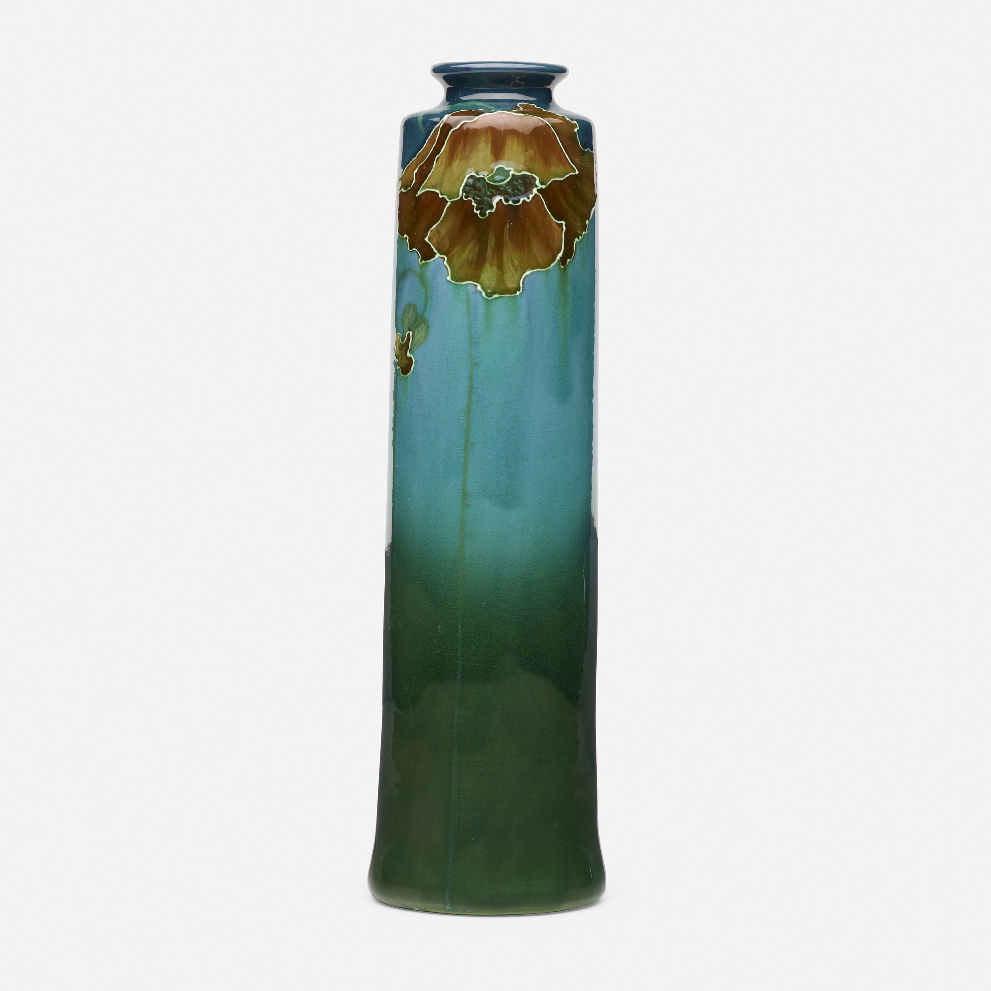 Frederick Hurten Rhead | Faience vase with poppies (Circa 1903) | MutualArt