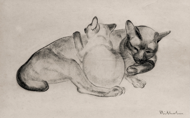 Georges Hilbert | Lynx with its cub (1975) | MutualArt