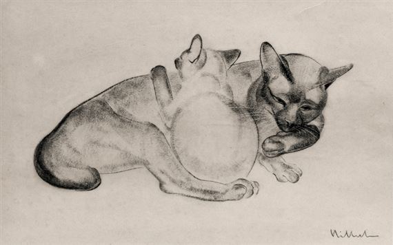 Georges Hilbert | Lynx with its cub (1975) | MutualArt