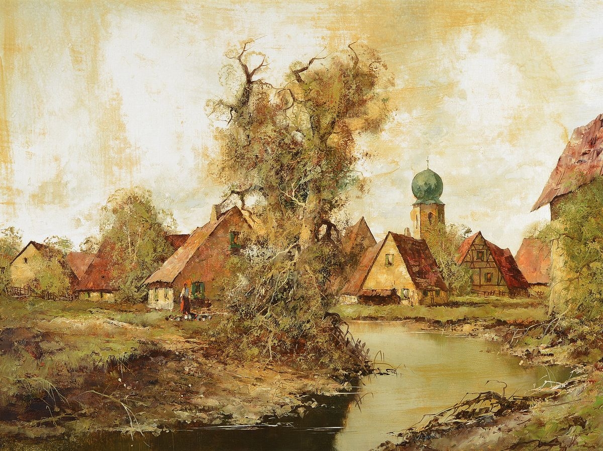Ludwig Klein | View of a village | MutualArt