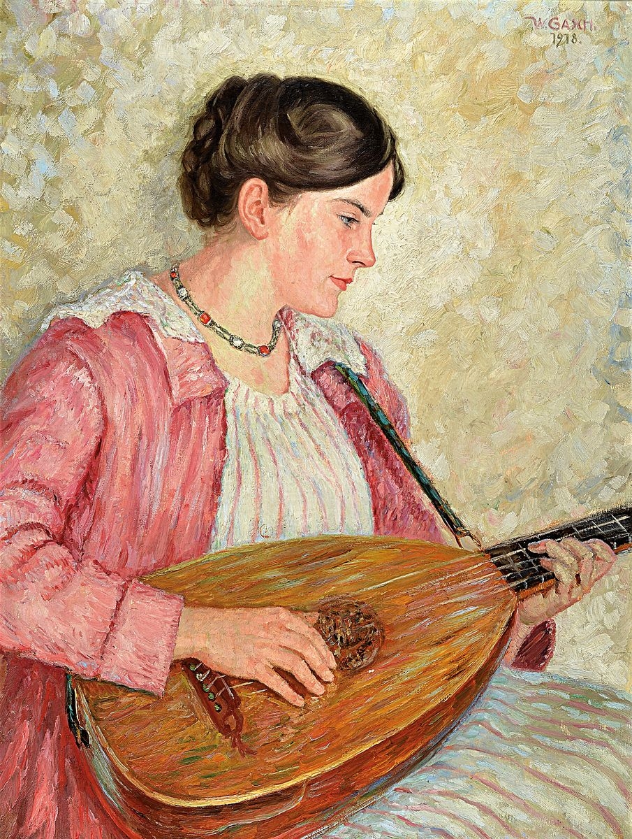 Walther Gasch | Portrait of a lute player (1918) | MutualArt
