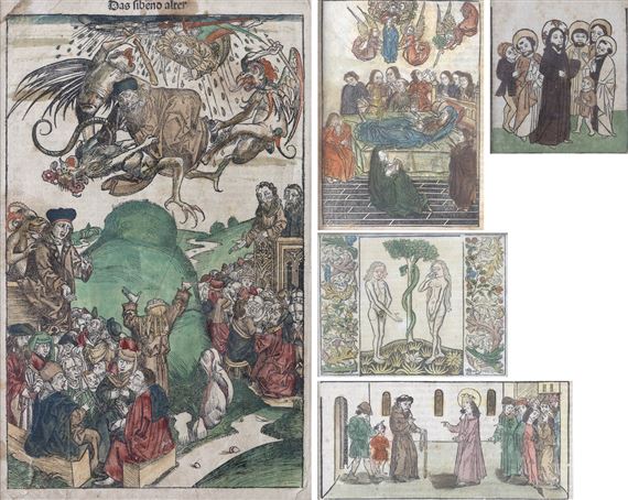 Hartmann Schedel | A set of five coloured woodcuts from Hartman Schedel ...