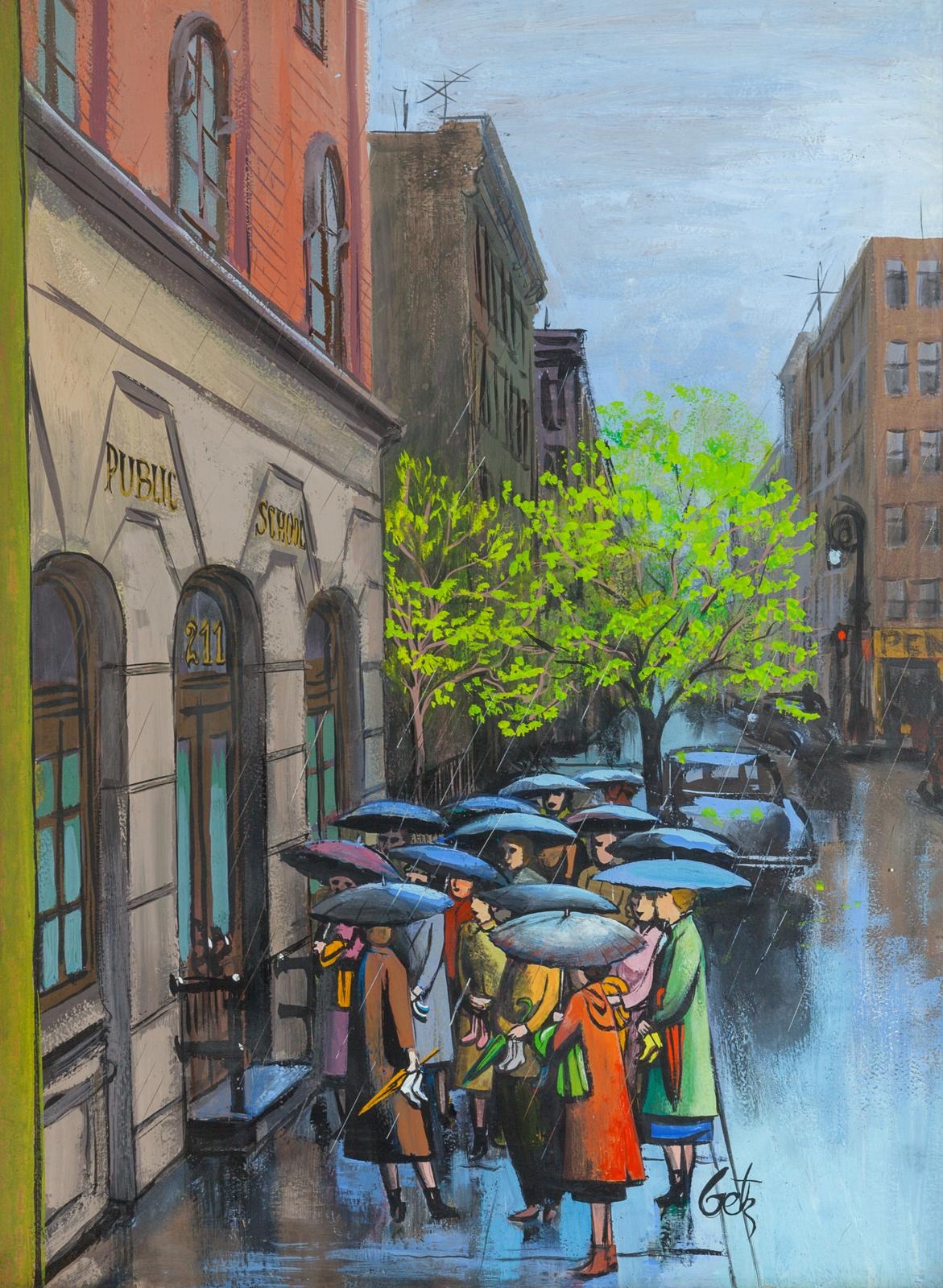 Arthur Getz | Rainy School Day, an illustration for The New Yorker ...