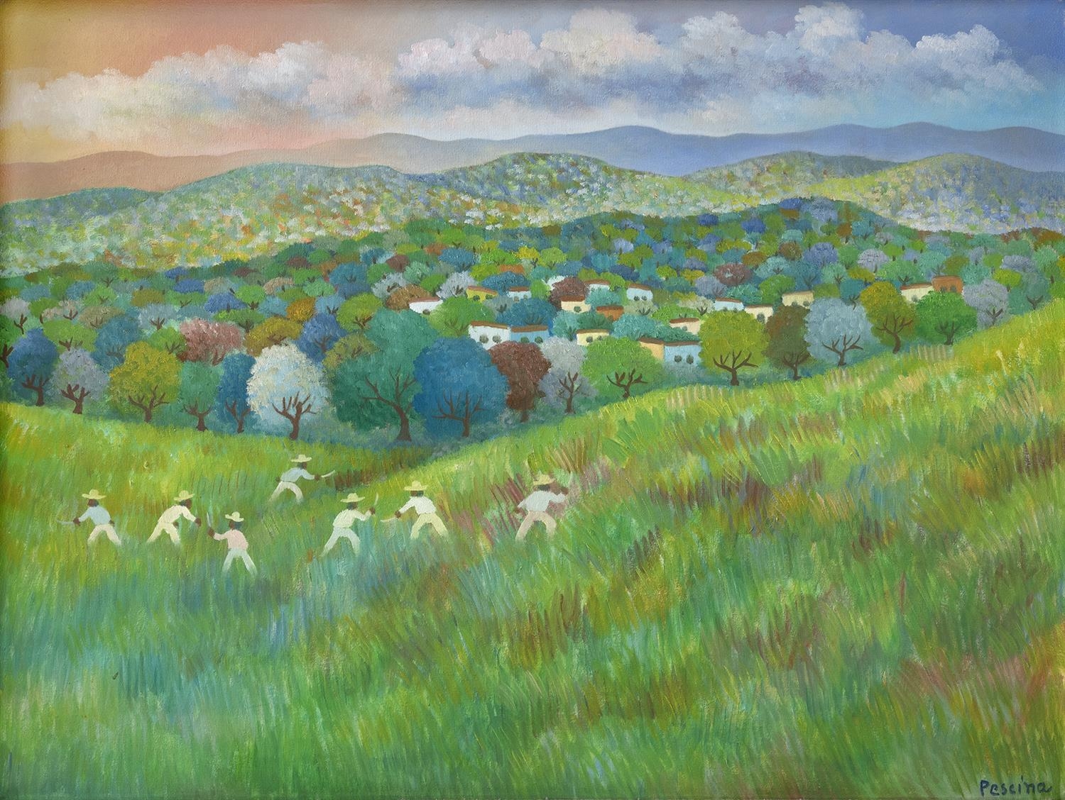 Aurelio Pescina | Four Seated Women and a Child | MutualArt