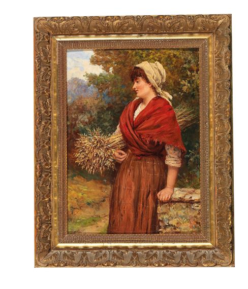 William Oliver Jr. | A Girl with a Bundle of Grain | MutualArt