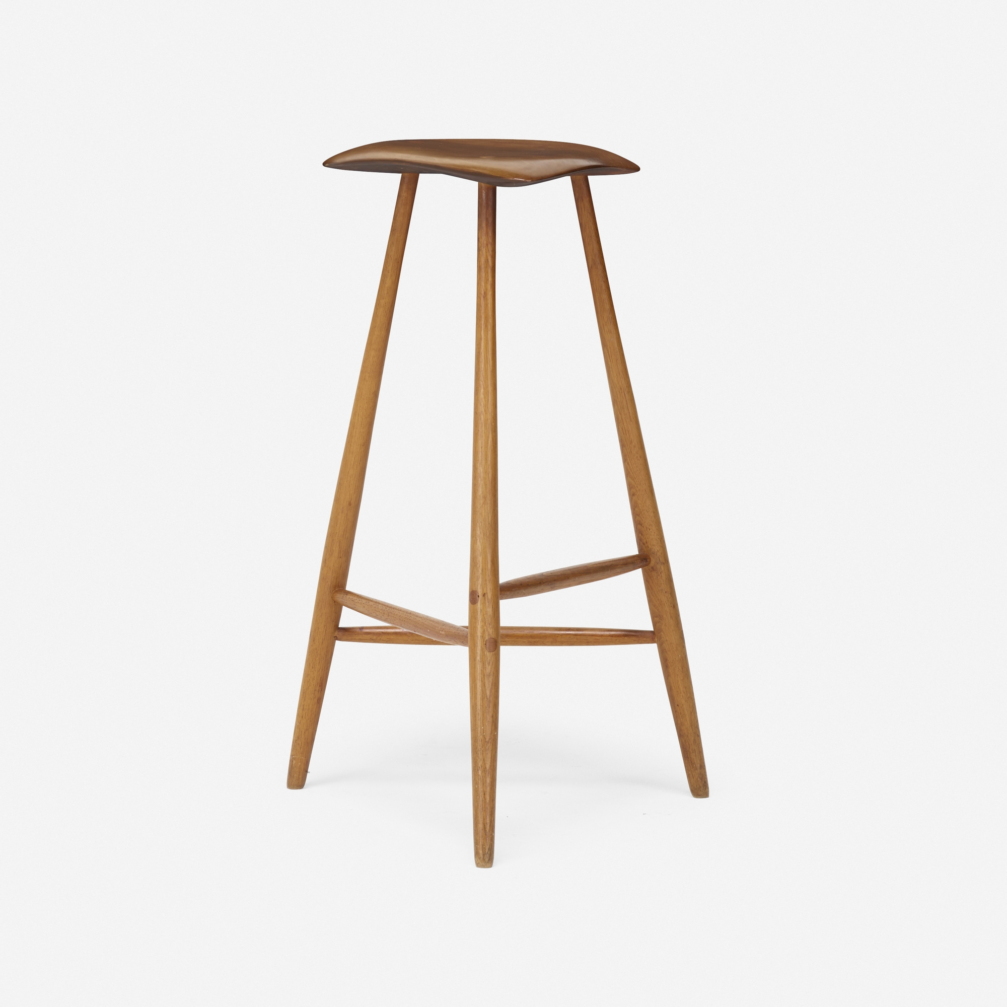 Wharton Harris Esherick | Tall cherry and hickory three legged stool ...