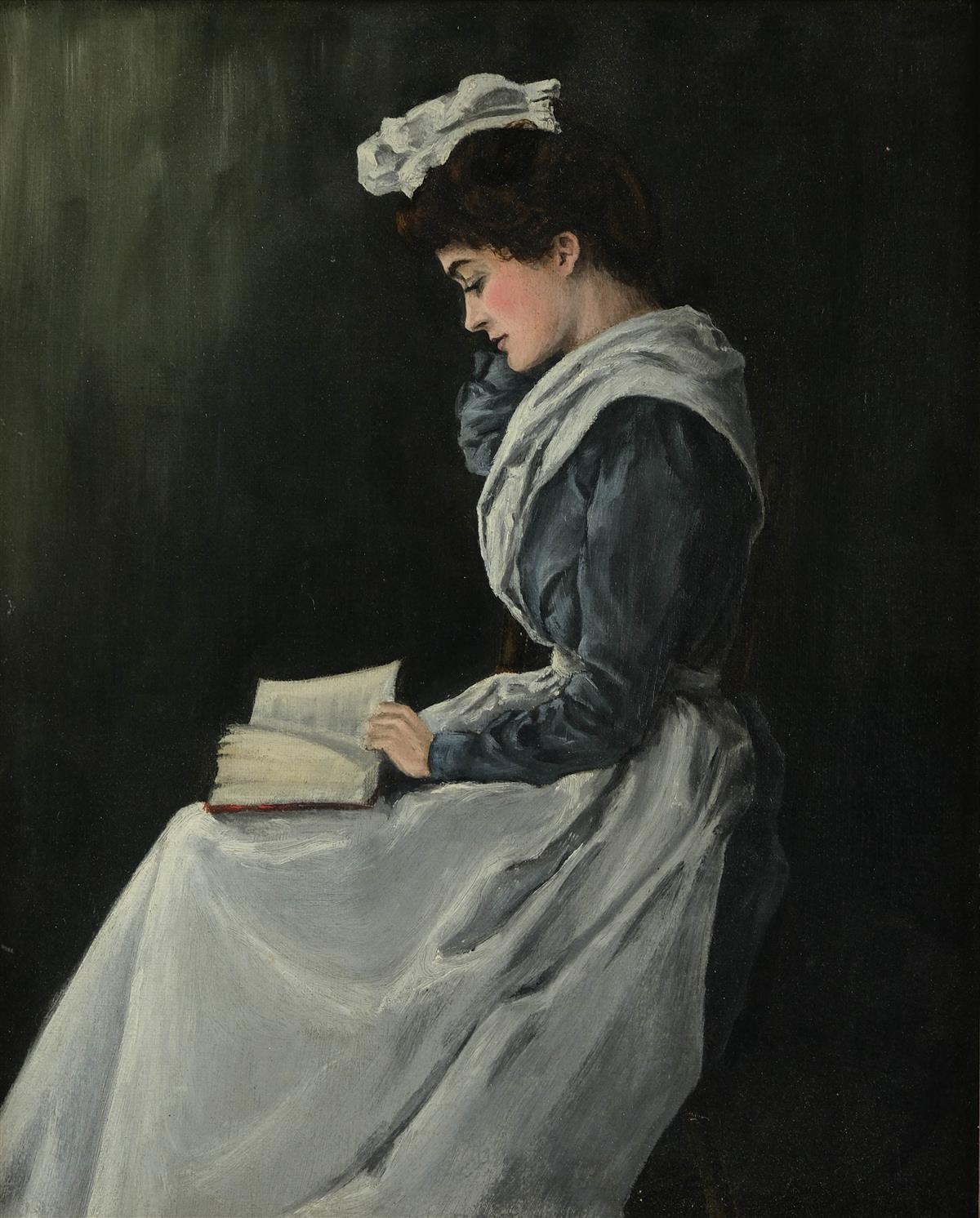 American School, 19th Century | WOMAN READING A BOOK | MutualArt