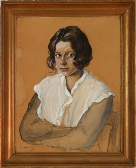 Bertha Dorph | Portrait of a young woman with her arms crossed (1898) | MutualArt