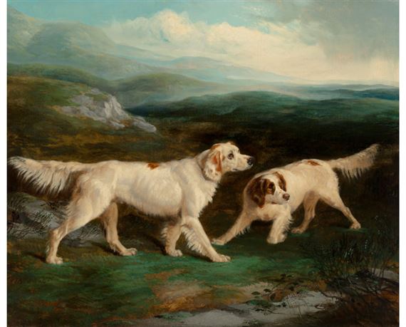 George William Horlor | Setters in a Mountainous Landscape | MutualArt