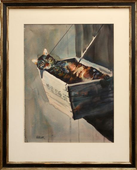 Edward Rusty Walker | Depicting a cat in a crate with Chinese ...