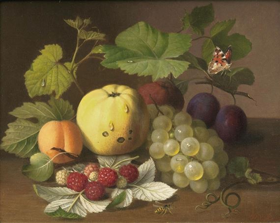 Joseph Wilms | STILL LIFE WITH FRUITS AND INSECTS (1844) | MutualArt