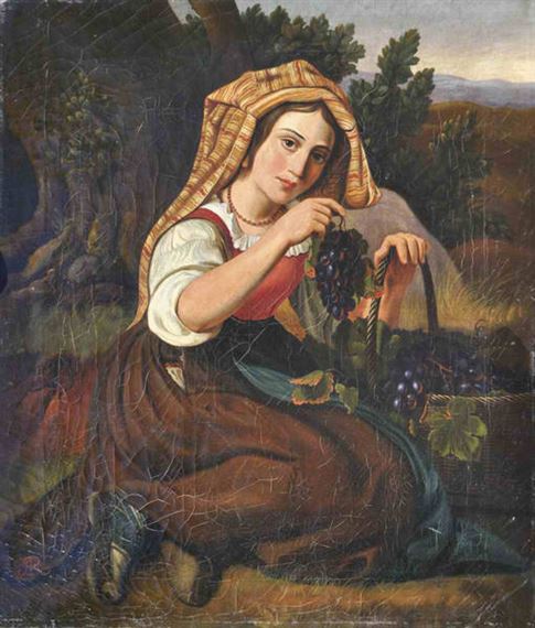 August Riedel | Mädchen mit Früchtekorb | MutualArt