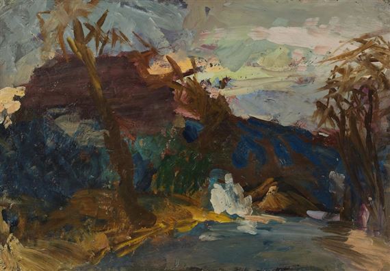 Vassyl Khmeluk | Paysage à l'allée bleue | MutualArt