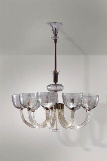 Carlo Scarpa | Lampadario Bugnato modello 5241 in vetro di Murano ...