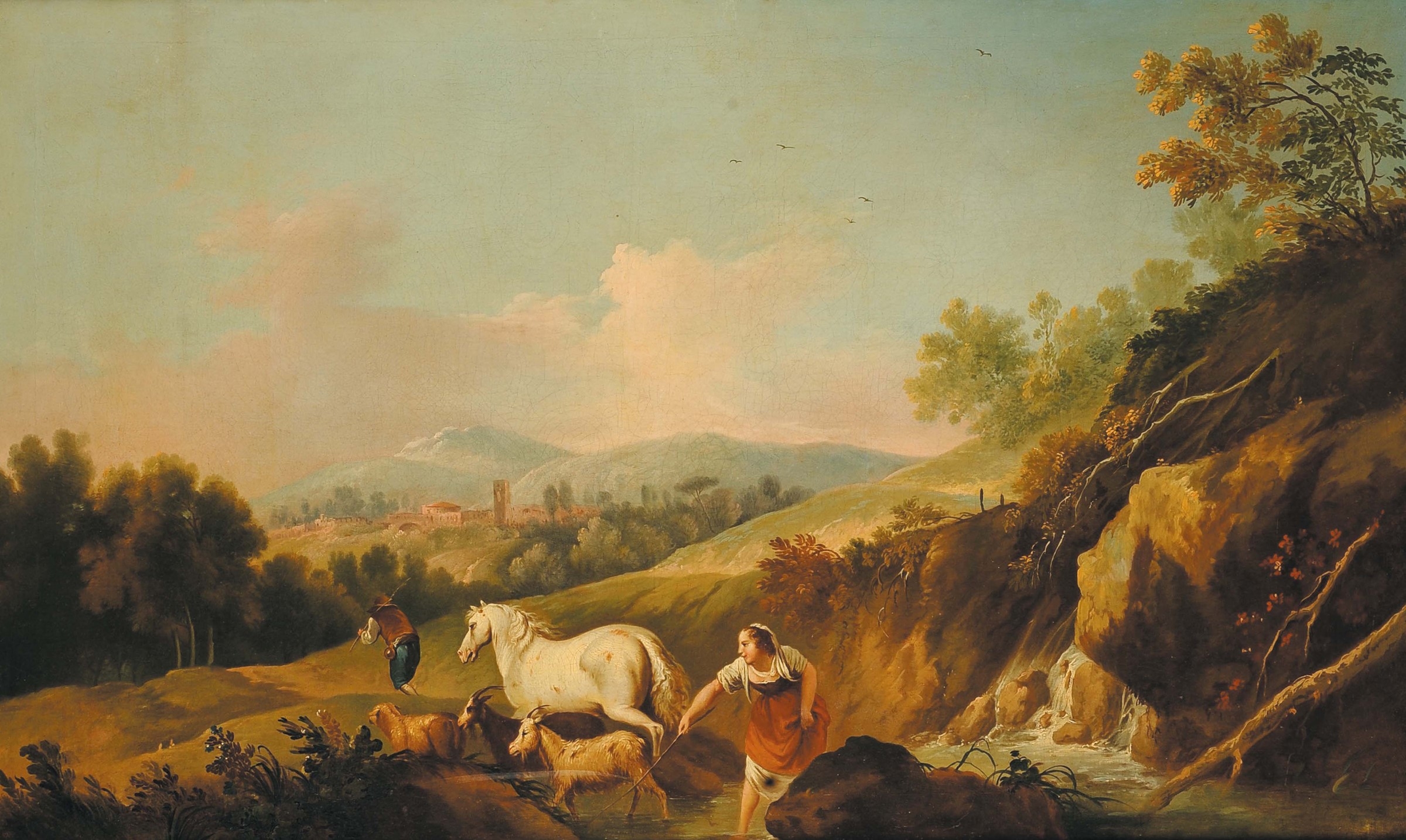 Domenico Pecchio | Paesaggio con contadini | MutualArt