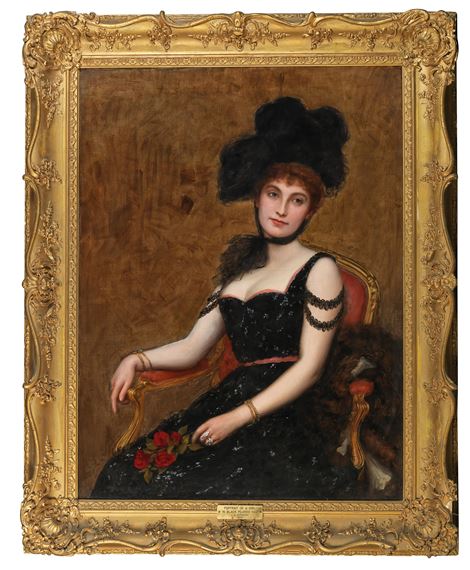 Frank Markham Skipworth | A Young Lady with Black Ostrich Feather Hat ...