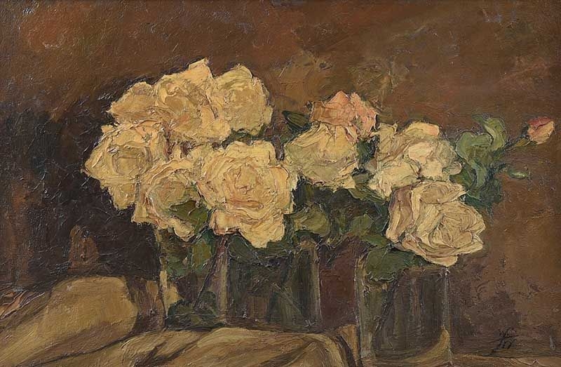 William H. Fry | STILL LIFE, WHITE ROSES | MutualArt
