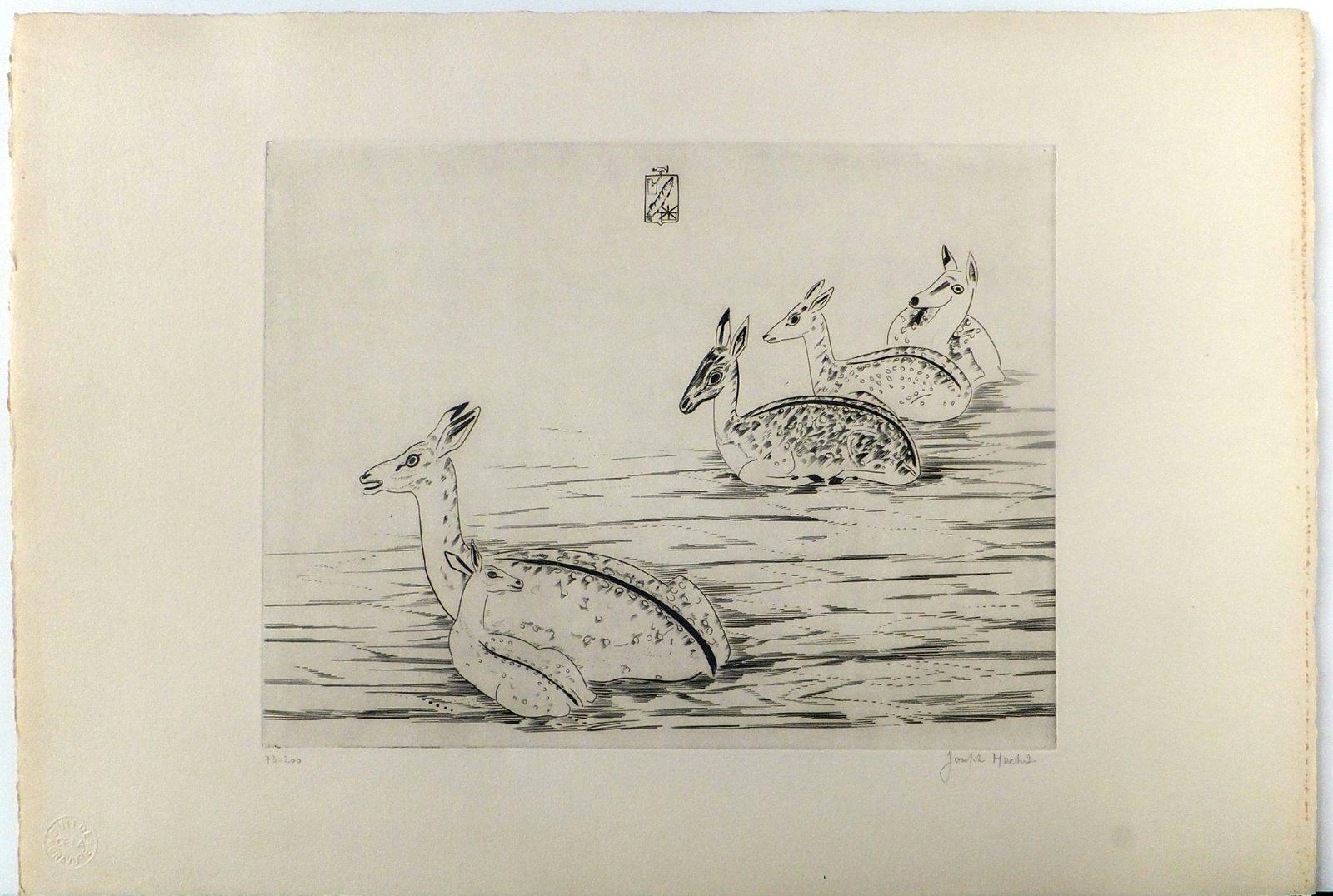 Joseph Hecht | Cerfs indochinois I (1950) | MutualArt