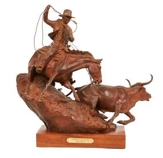 Mehl Lawson | Jumping' a Wild One depicting a cowboy on horseback ...