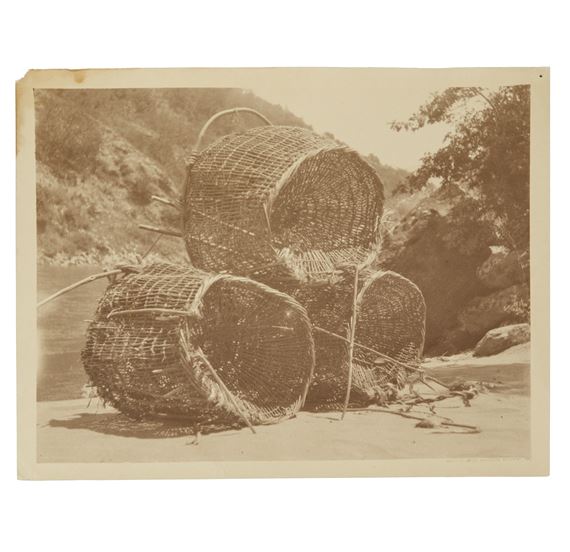Grace Nicholson | Photograph of Yurok eel traps on Klamath River ...