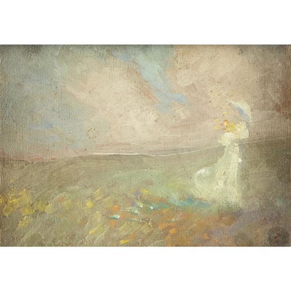 Charles Courtney Curran | (Woman in a Daisy Field) | MutualArt