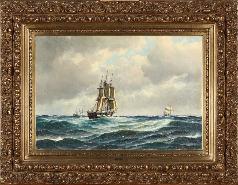 Carl Ludwig Bille | Seascape with Danish sailing ships | MutualArt