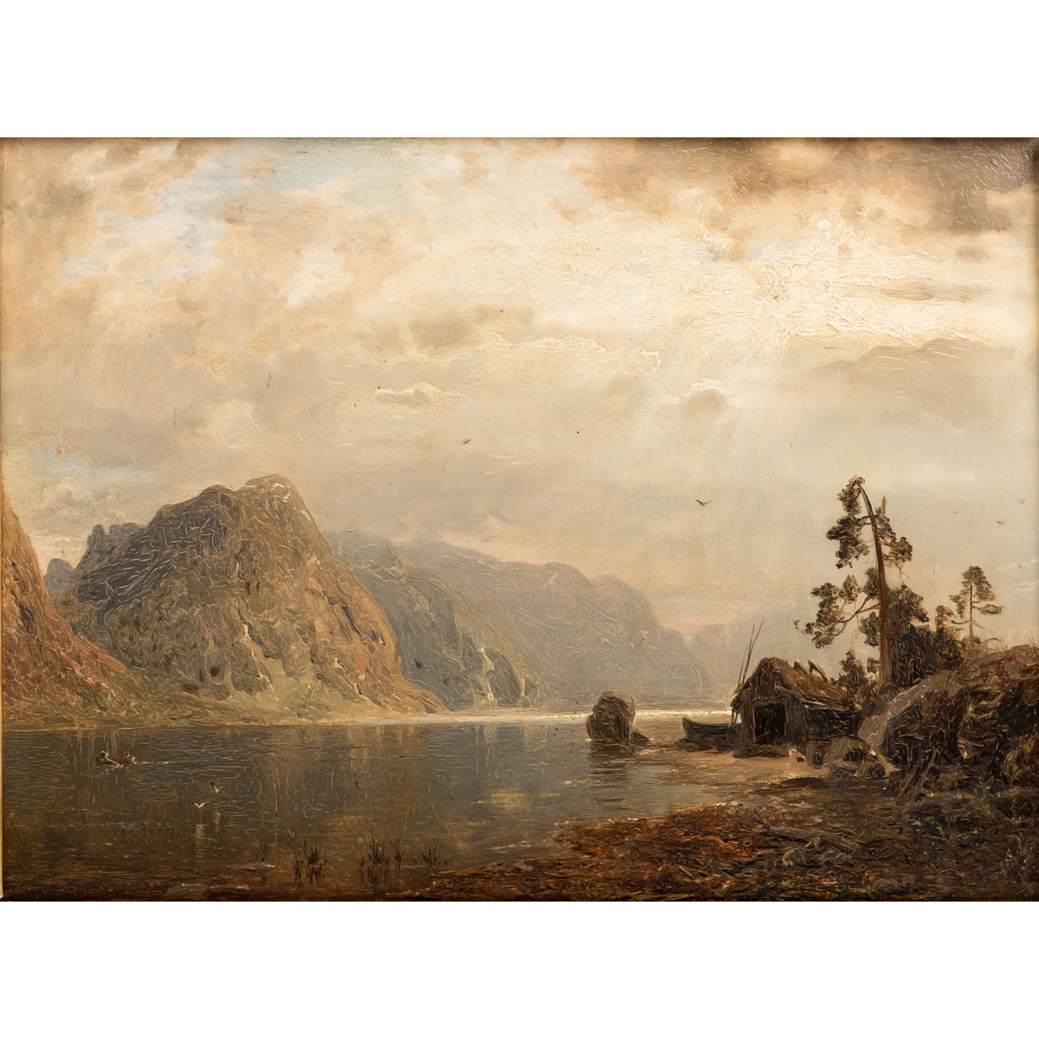 Georg Anton Rasmussen | Fjord landscape with fisherman's hut in ...