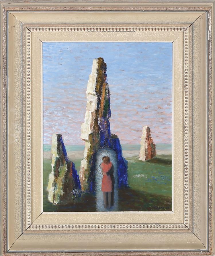 Esaias Thorén | Omfamnande par vid klippformationer (1945) | MutualArt