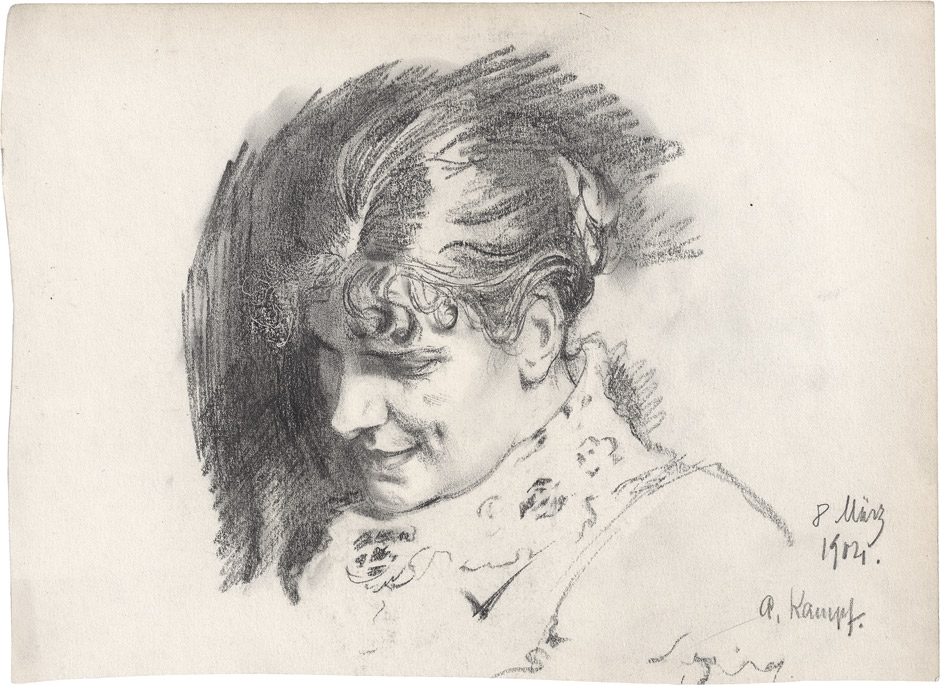 Arthur Kampf | Bildnis einer Jungen nach Unten Blickenden Frau (1904 ...