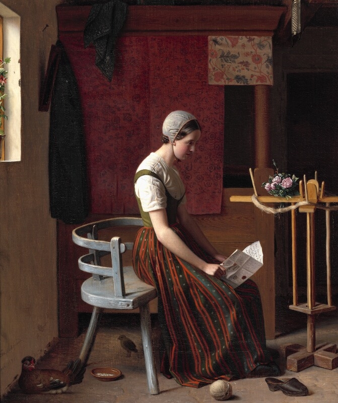 Christen Dalsgaard | Young girl contemplating a letter (1871) | MutualArt