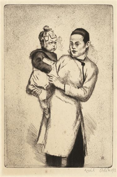 Emil Orlik | Chinesische Mutter mit Kind (1913) | MutualArt