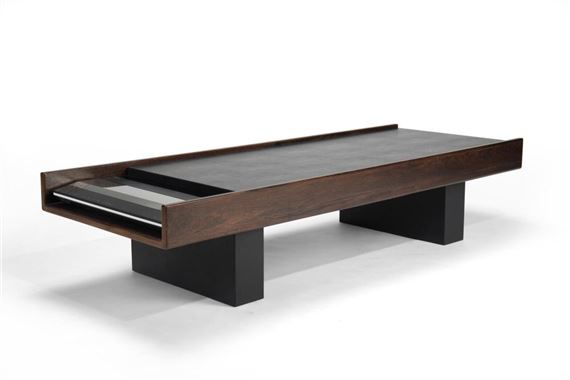 John Scott | A low table/stereo system in dark walnut and black ...